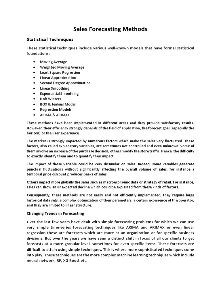 Sales Forecasting Methods | PDF | Forecasting | Moving Average