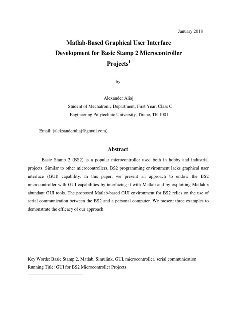 Matlab-Based Graphical User Interface Development For Basic Stamp 2 Microcontroller Projects ...