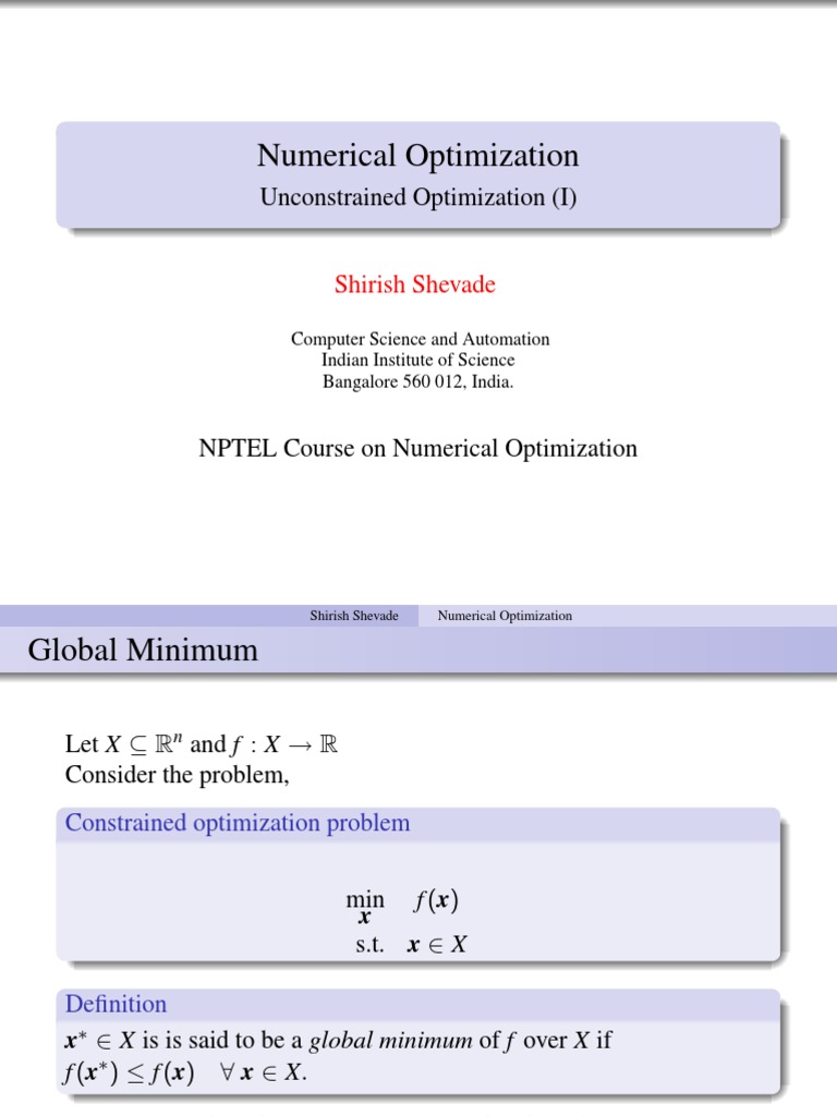 UnconstrainedOptimization I | PDF | Maxima And Minima | Mathematical ...