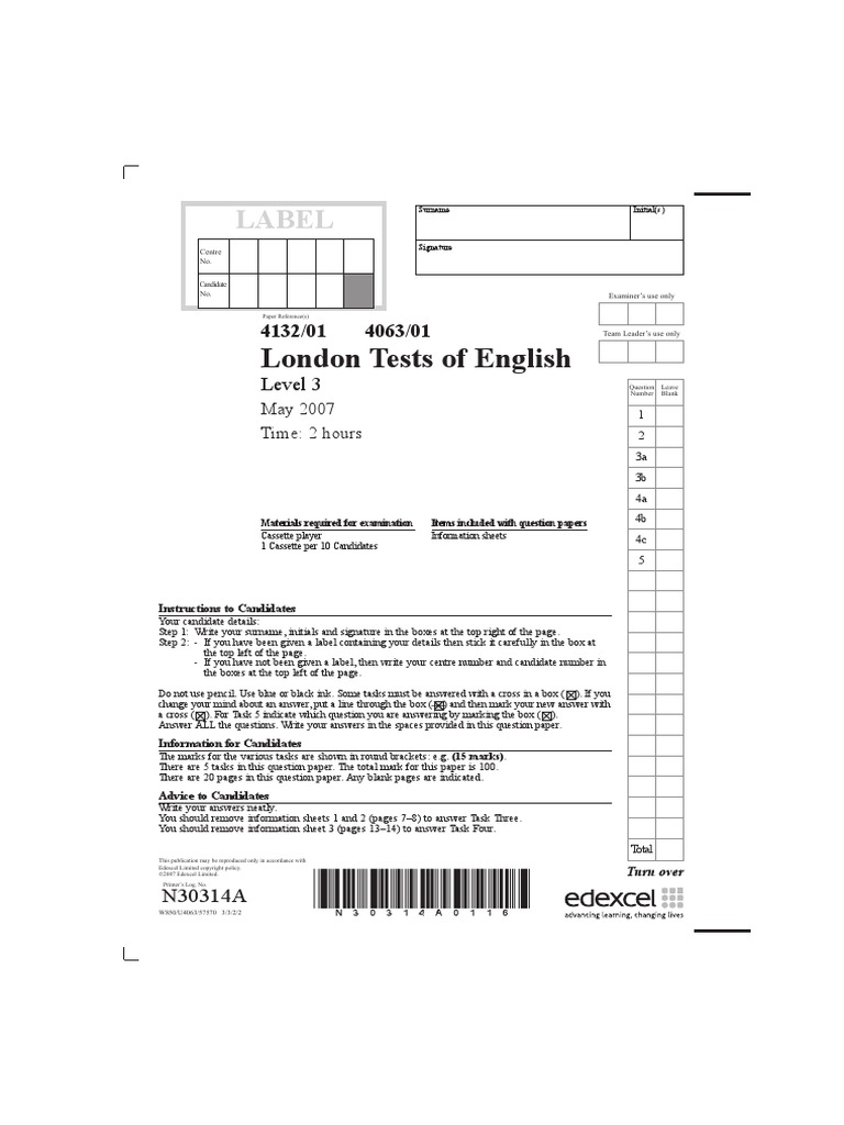 London Tests of English: Label | PDF | Diving | Sports