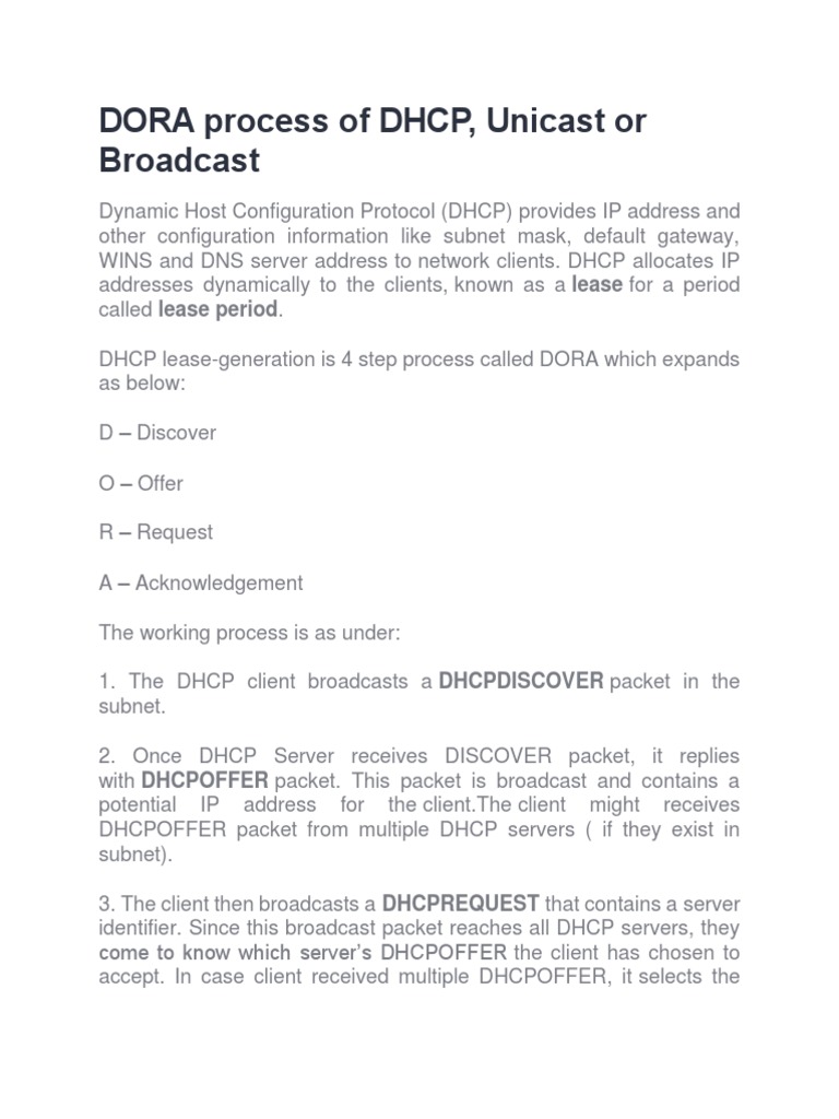DORA Process of DHCP | Communications Protocols | Networks