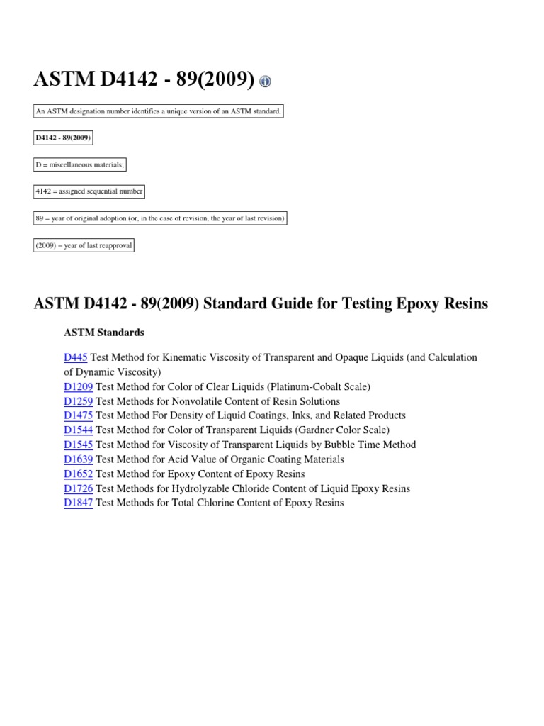 Astm d4142 Tests Epoxy | Download Free PDF | Epoxy | Viscosity