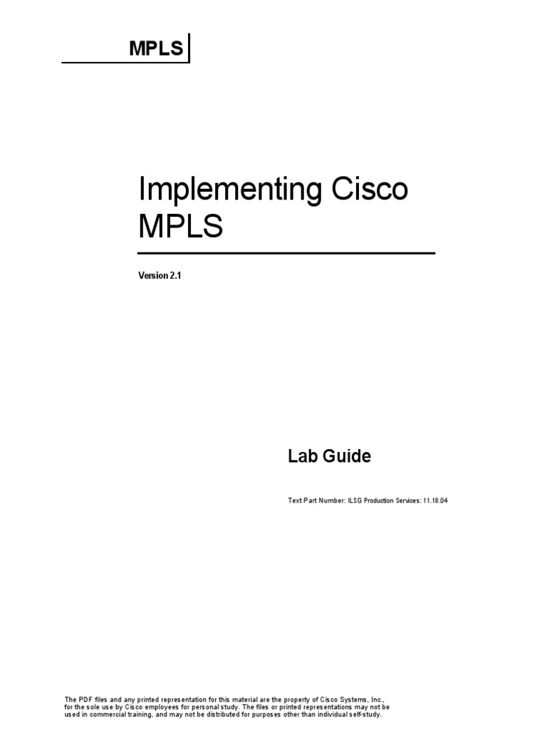 Implementing Cisco MPLS: Lab Guide | PDF | Multiprotocol Label Switching | Networking