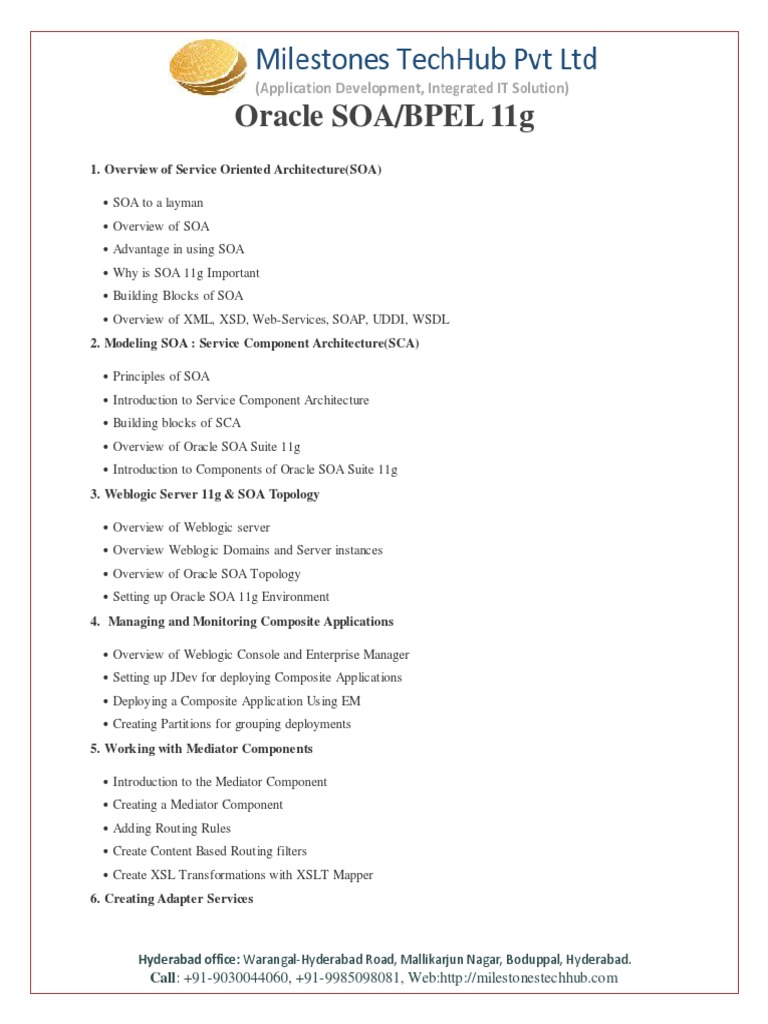 Oracle SOA/BPEL 11g: Hyderabad Office: Warangal-Hyderabad Road, Mallikarjun Nagar, Boduppal ...