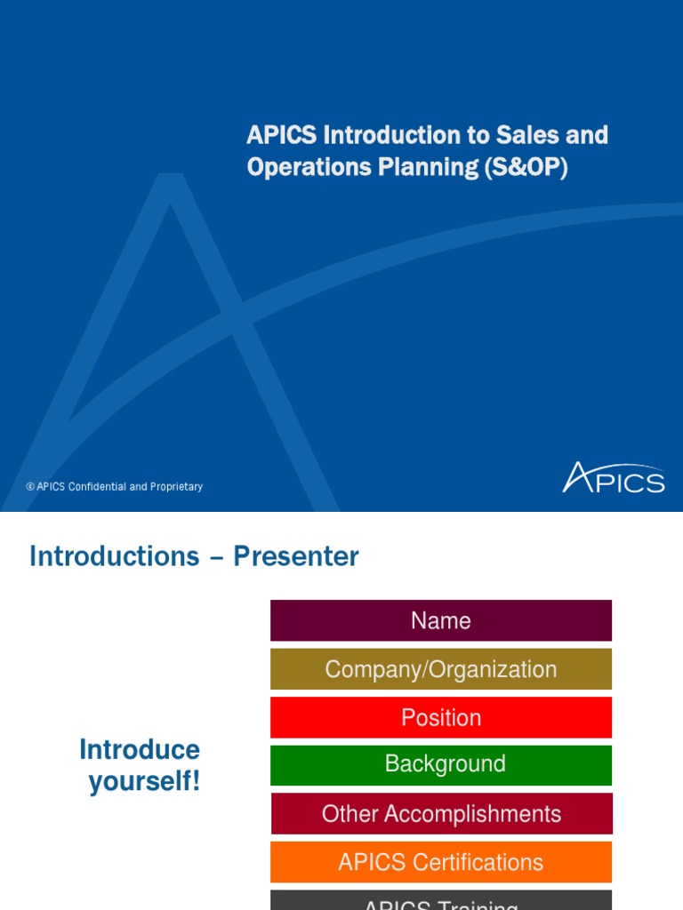 APICS Introduction To Sales and Operations Planning (S&OP) | PDF ...