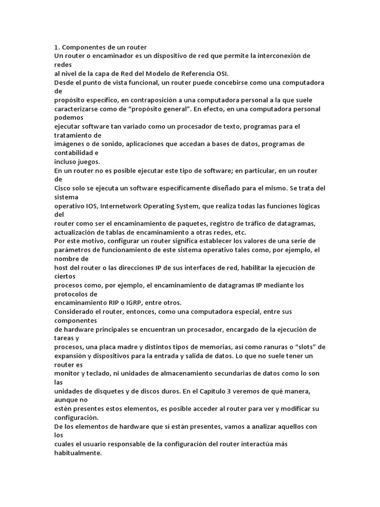 Componentes de Un Router | PDF | Enrutador (Computación ...