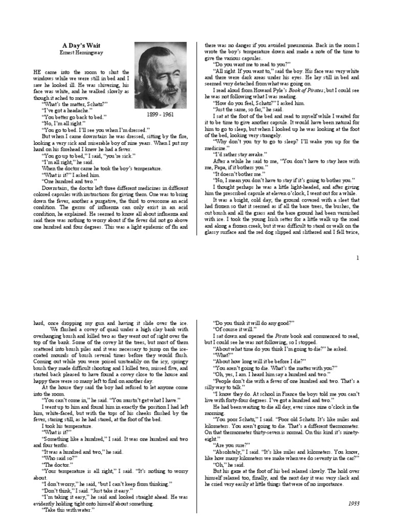 A Day's Wait - Ernest Hemingway