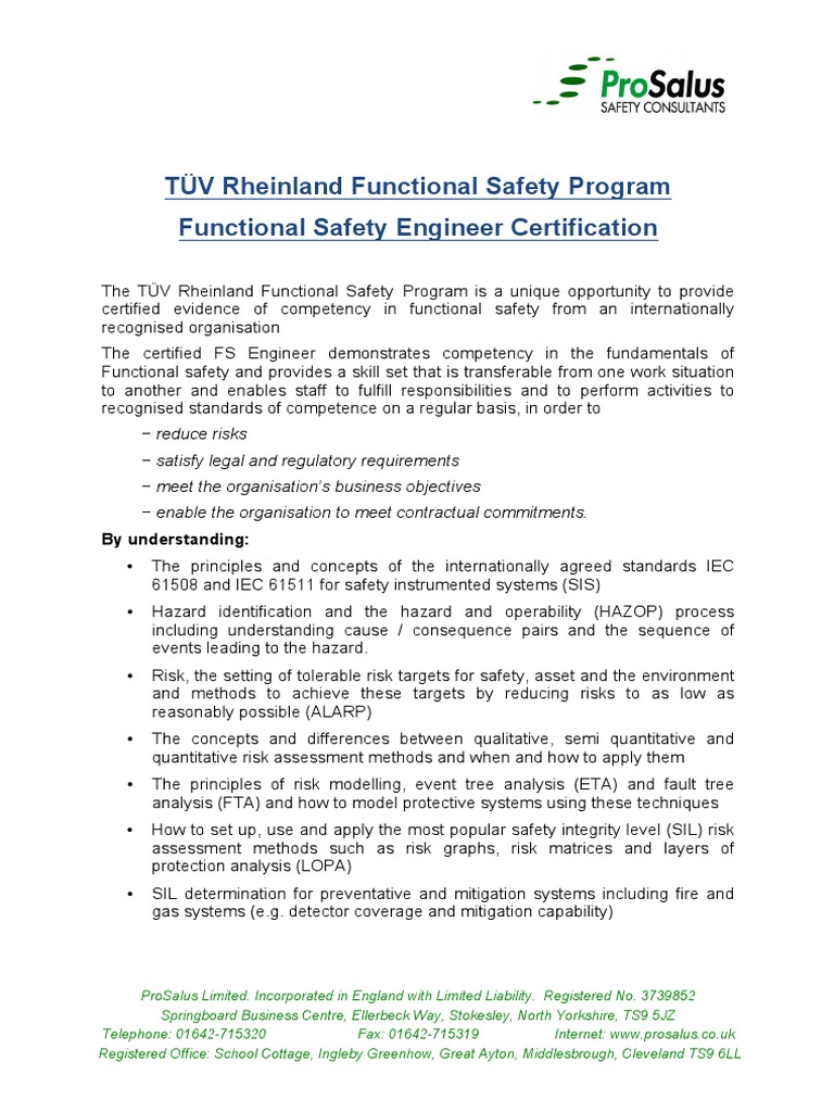 TUV FS Engineer Certification Course | PDF | Reliability Engineering ...