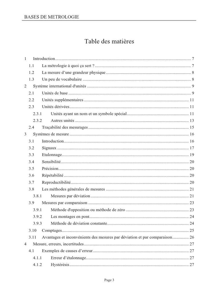 Cours de Métrologie | PDF | Calibrage | Capteur