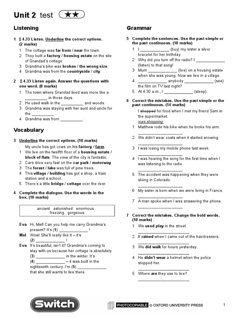 Unit 2 Test 2star | PDF