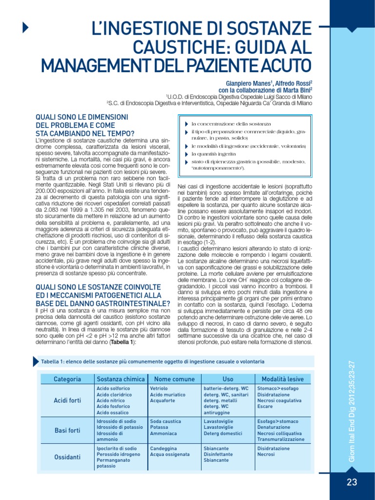Esofagite Da Caustici Classificazione Di Zagar | PDF