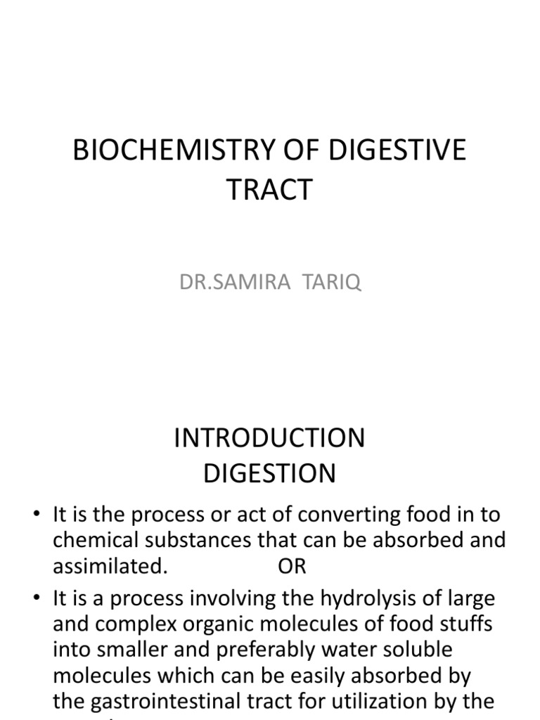 Biochmistry of Digestive Tract | PDF | Digestion | Bile