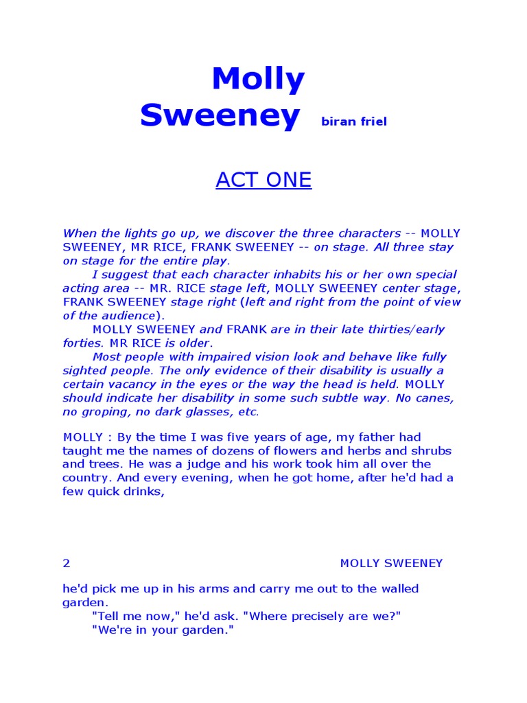 Molly Sweeney | PDF | Visual Perception | Perception