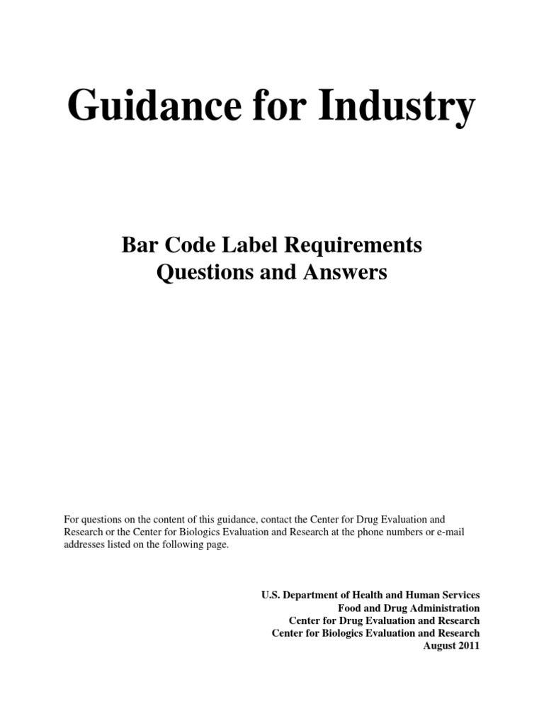Guidance For Industry Bar Code Label Requirements ions And