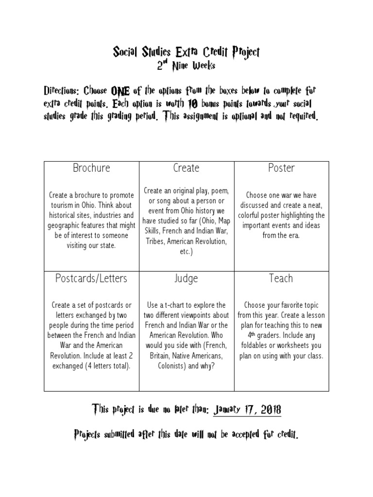 Social Studies Extra Credit 2nd Nine Weeks | PDF