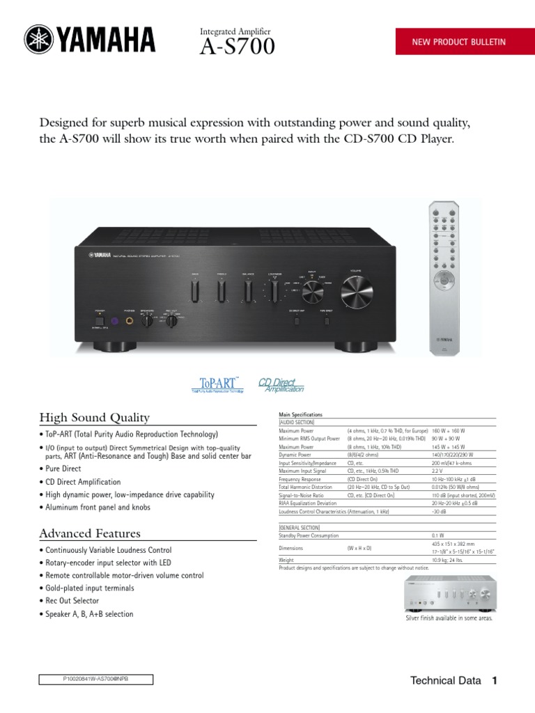 Yamaha AS700 | PDF | Amplifier | Sound Recording