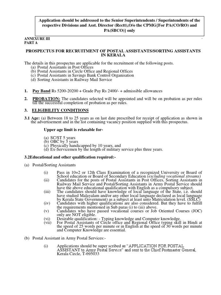 Annexure Iii Part A | PDF | United States Postal Service | Test ...