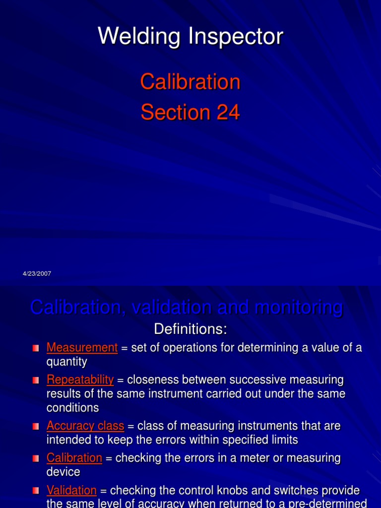 Welding Inspector: Calibration Section 24 | PDF | Calibration ...