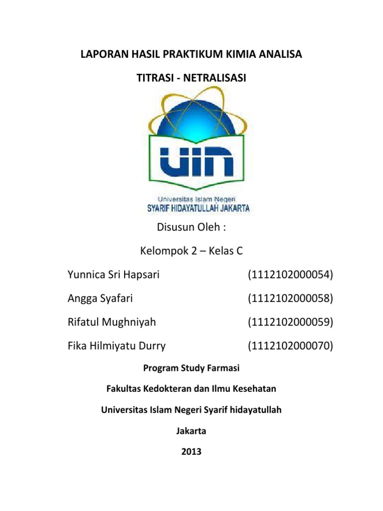 Laporan Titrasi Netralisasi Hasil Praktikum Kimia Analisa | PDF