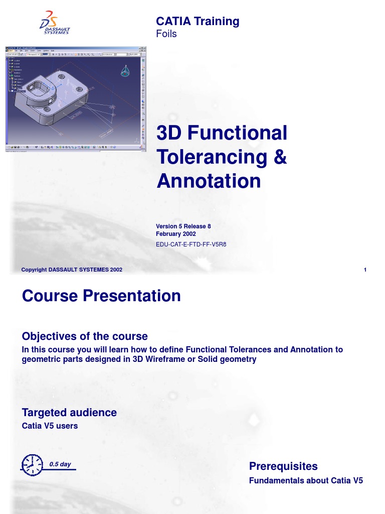 3D Functional Tolerancing & Annotation: CATIA Training | PDF ...