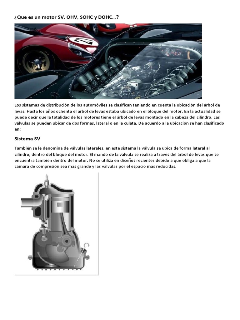 Que Es Un Motor SV, Ohv, Sohc y Dohc | PDF | Automóviles | Vehículos