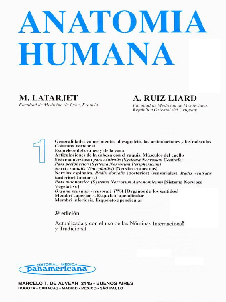 01-ANATOMÍA HUMANA. Tomo 1 - M. Latarjet, A. Ruiz Liard - (3era Edición) PDF | PDF