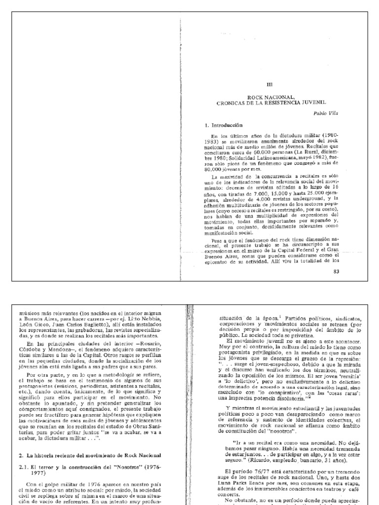 Pablo Vila - Rock Nacional, Crónicas de La Resistencia Juvenil | PDF