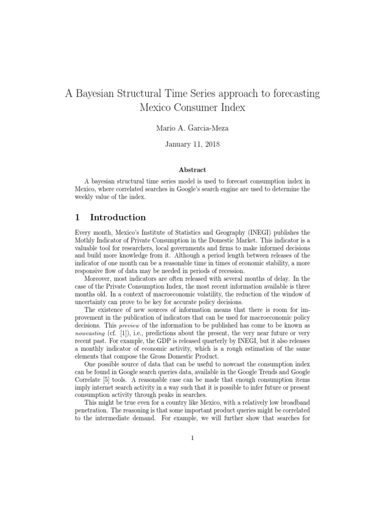 A Bayesian Structural Time Series Approach To Forecasting Mexico Consumer Index | PDF | Gross ...