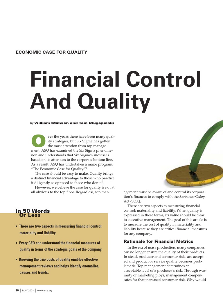 Control Financiero y Calidad | PDF | Internal Control | Sarbanes–Oxley Act