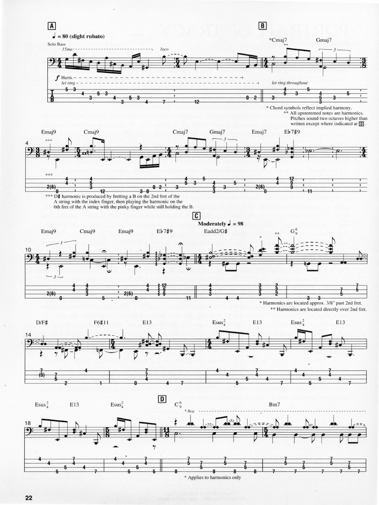 Portrait of Tracy Bass Sheet Music | PDF | Harmony | Bass Guitar