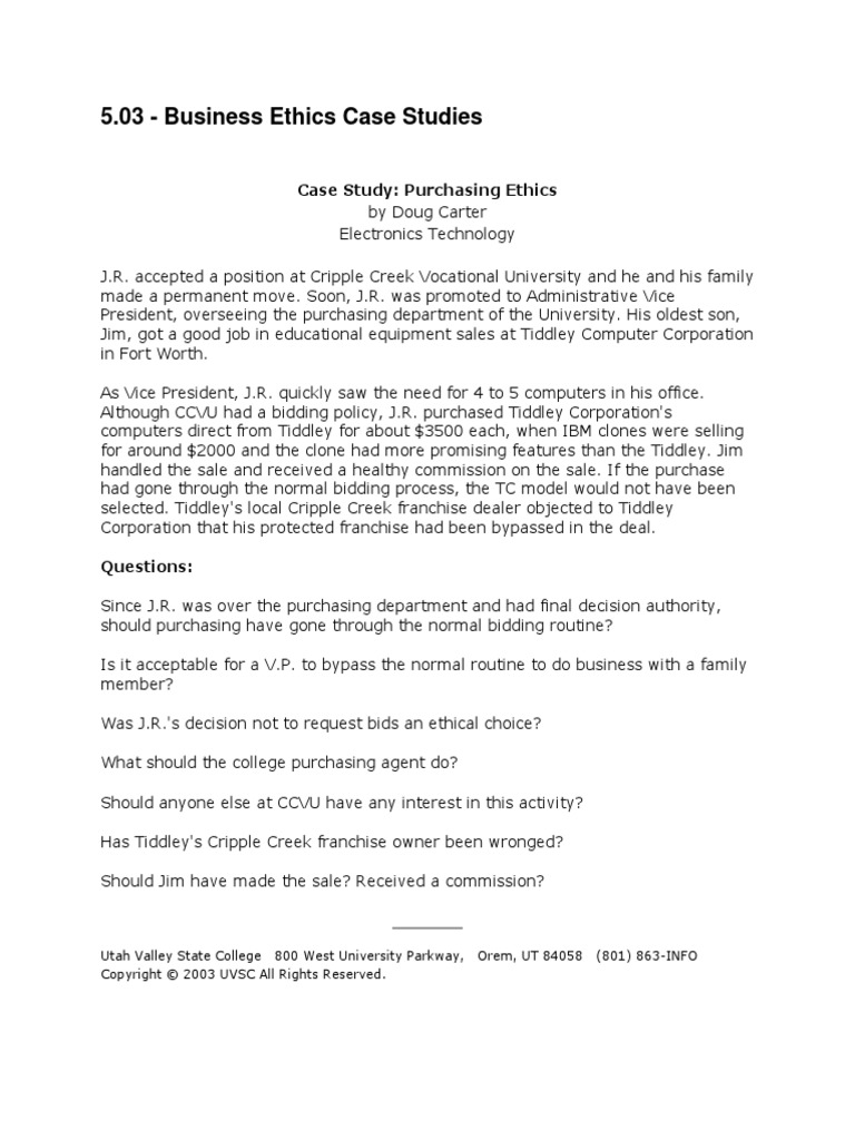 5.03E Ethics Case Study Purchasing | PDF | Computing | Business