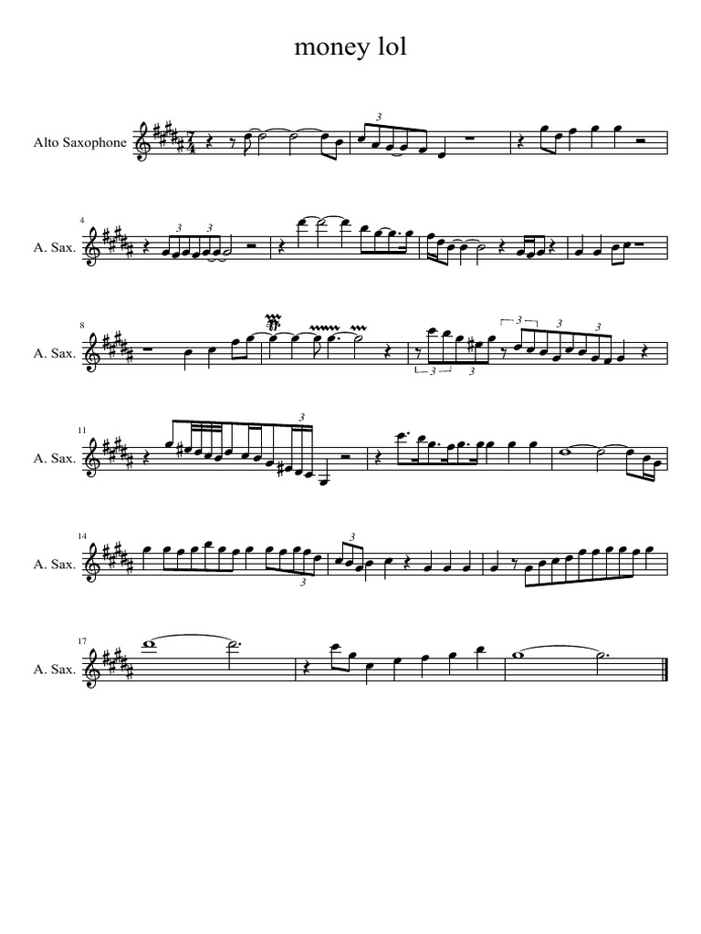 Money Saxophone Solo PDF | PDF