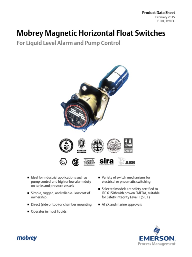 Mobrey Magnetic Horizontal Float Switches: For Liquid Level Alarm and Pump Control | PDF ...