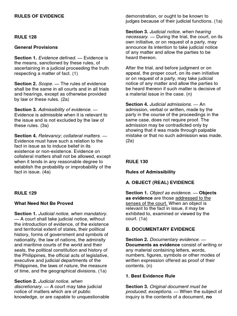 Rules On Evidence (CODAL) | PDF | Evidence (Law) | Cross Examination