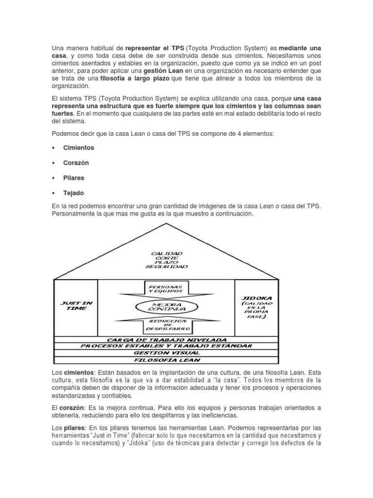 Estructura de la Casa Lean TPS | PDF | Fabricación e ingeniería | Science