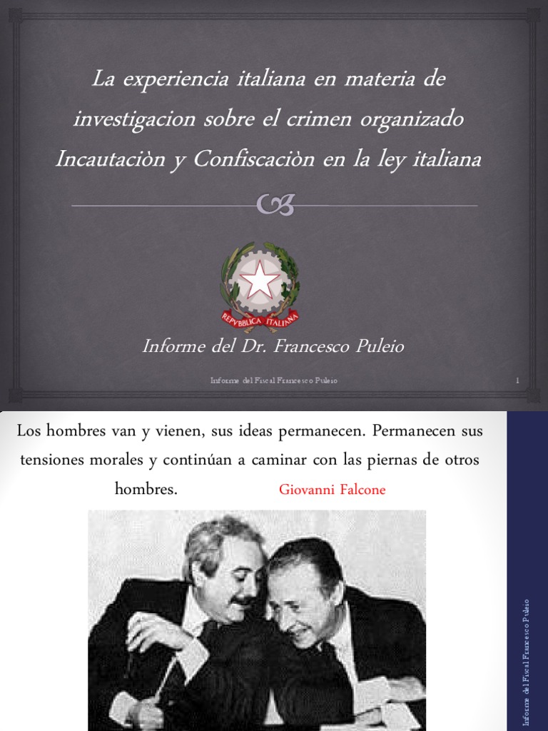 Decomiso y Confiscacion Presentacion Italia | PDF | Mafia | Delito