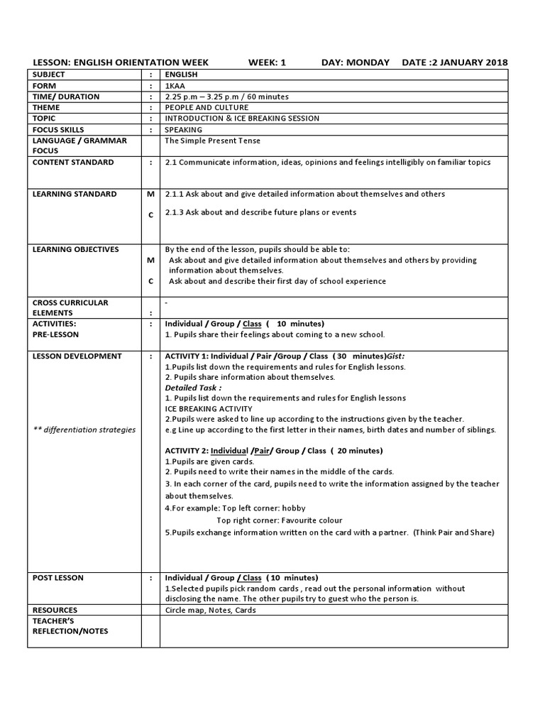 RPH Jan Week 1 | PDF | English Language | Verb