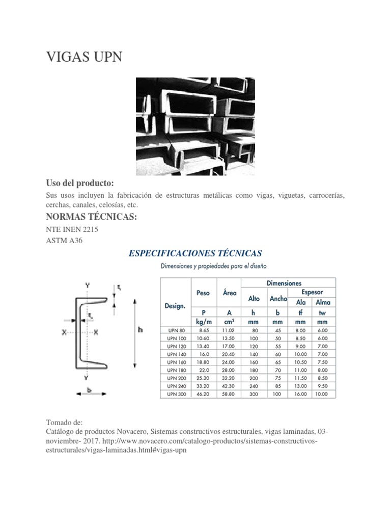 Vigas UPN: Usos y Normativas | PDF | Tecnología
