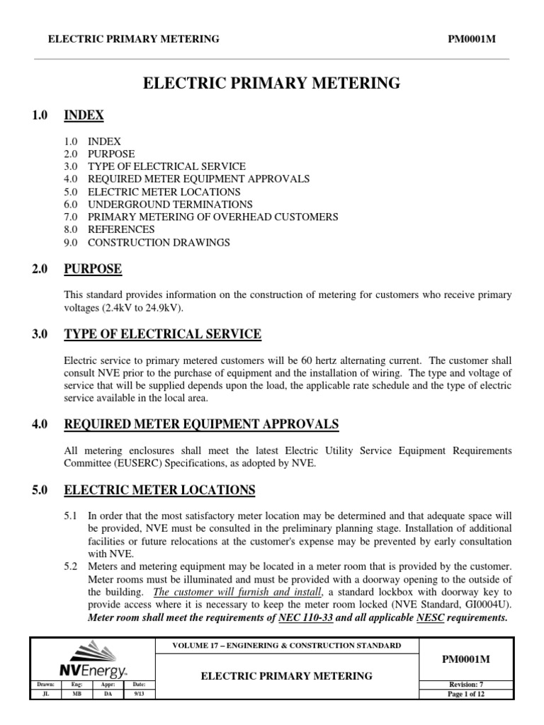 Electric Primary Metering: 1.0 Index | PDF | Electrical Connector ...
