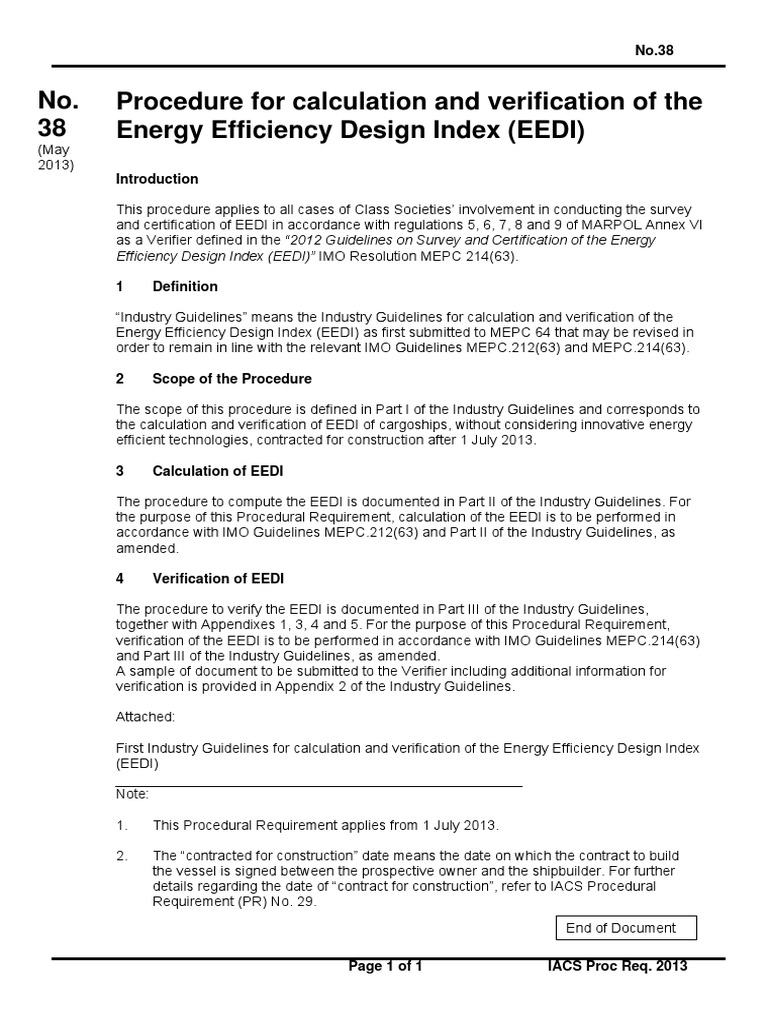 No. Procedure For Calculation and Verification of The Energy Efficiency ...