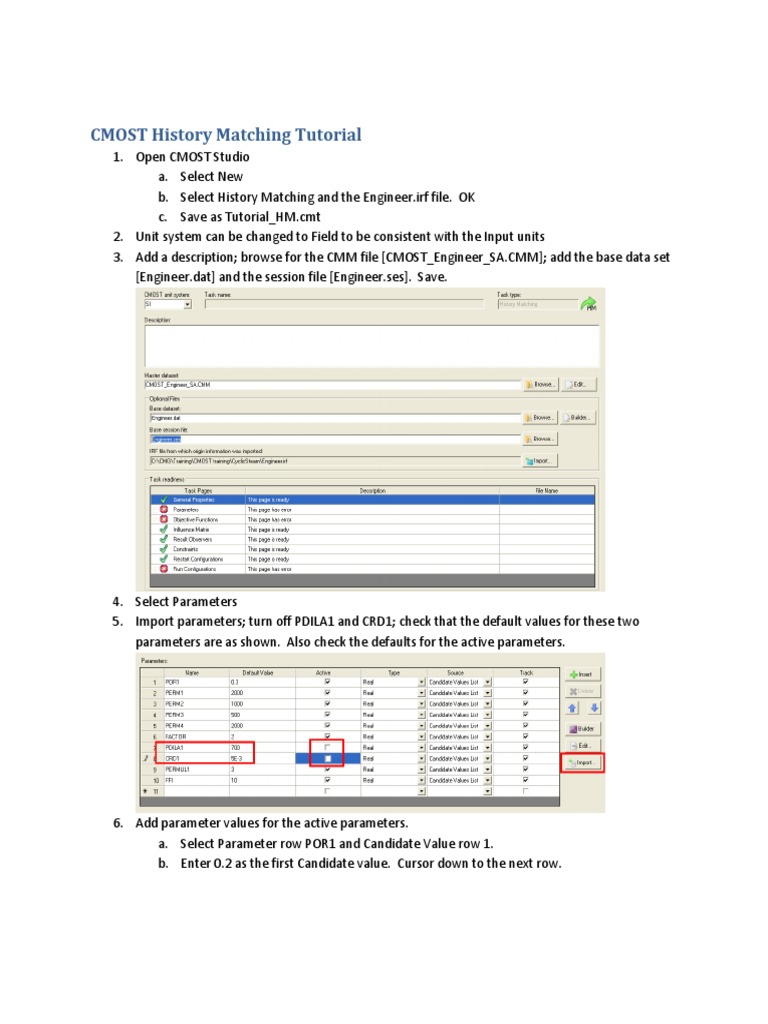 CMOST History Matching Tutorial | PDF | Parameter (Computer Programming) | Subroutine