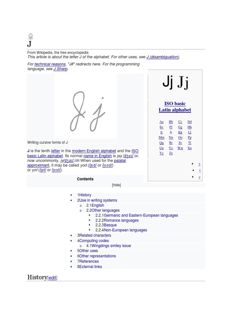 History: J (Disambiguation) Technical Reasons J Sharp | PDF ...