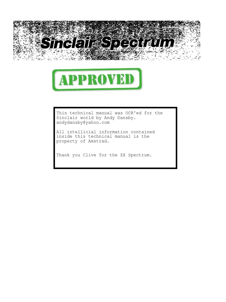 Sinclair ZX Spectrum 48K Service Manual | PDF | Random Access Memory ...