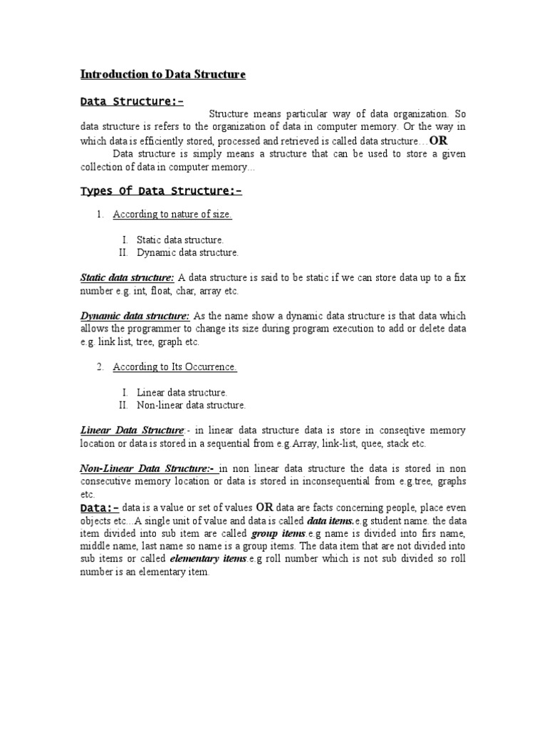 Introduction to Data Structures | PDF | Data Structure | Array Data Structure