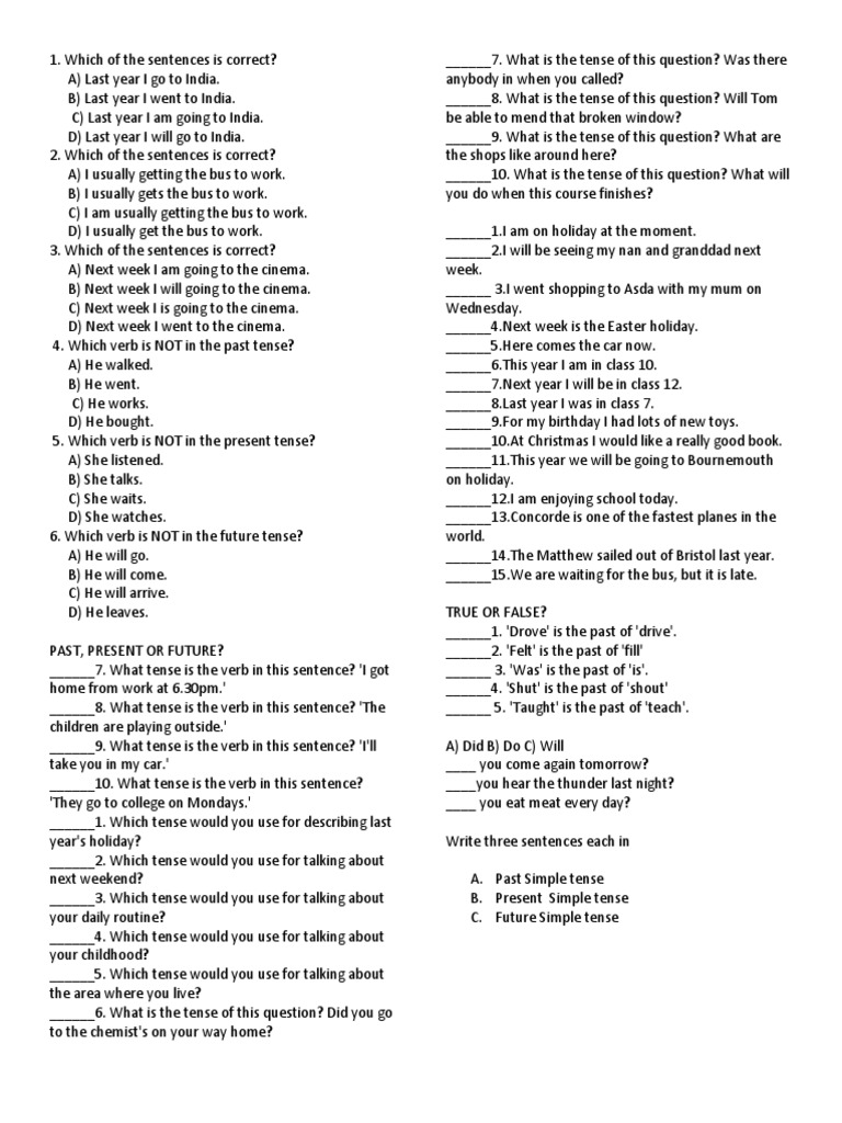 English Tenses Quiz and Exercises | PDF | Grammatical Tense | Grammar