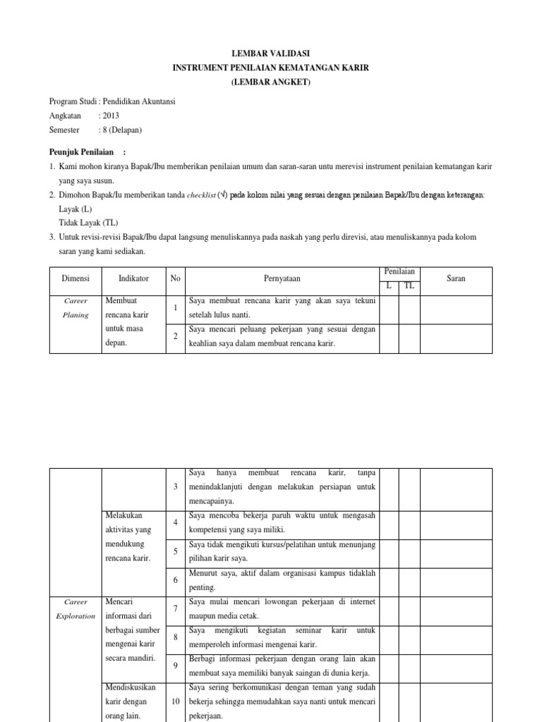 Lembar Validasi Angket | PDF