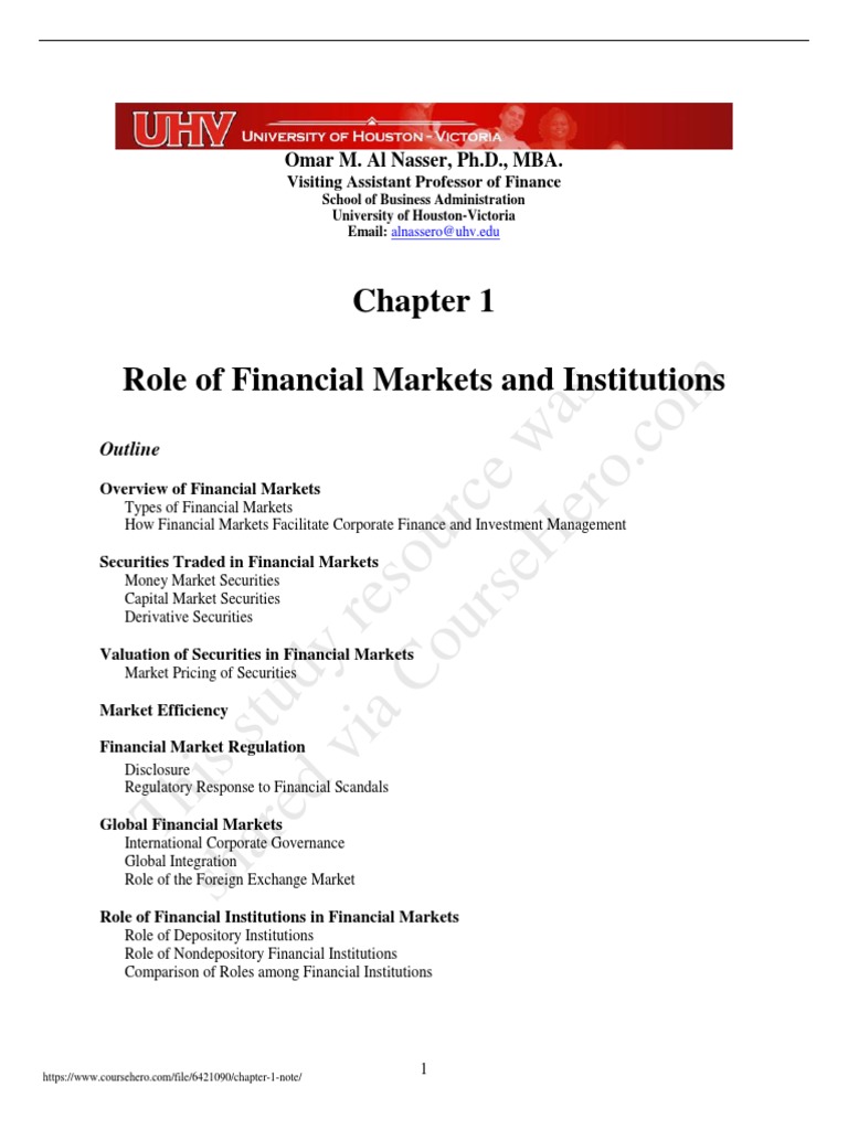 Role of Financial Markets & Institutions | PDF | Securities (Finance ...