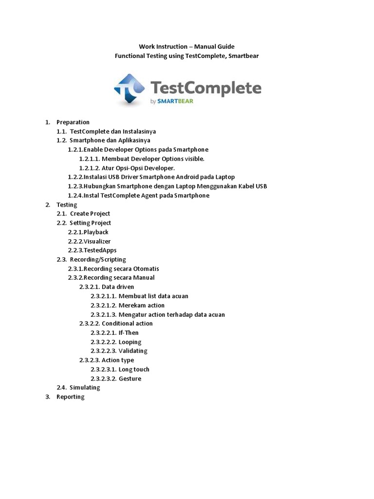Manual Guide - SmartBear - TestComplete | PDF