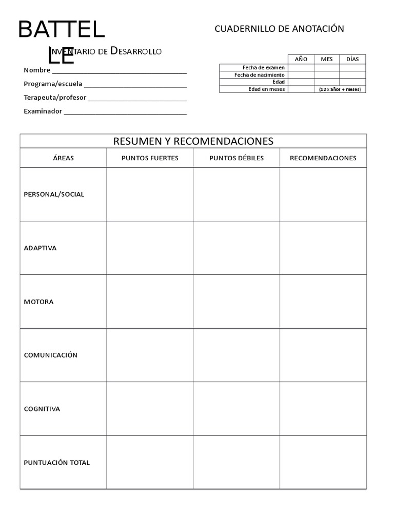 Battelle Inventario de Desarrollo | Adultos | Verbo | Prueba gratuita ...