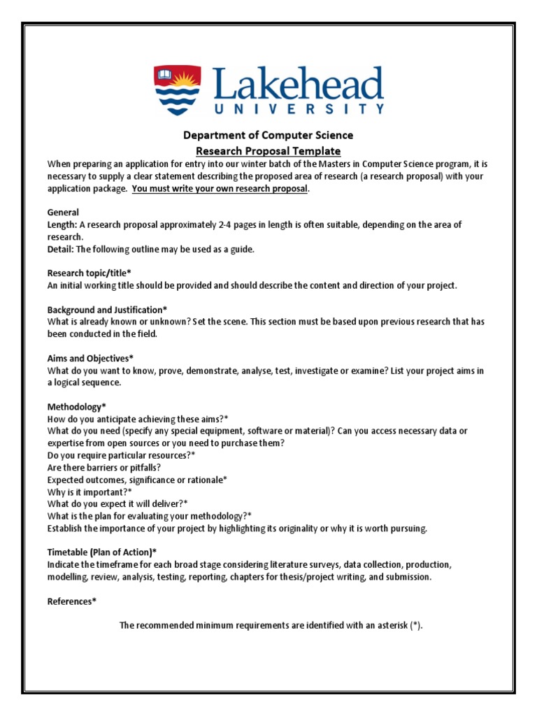 Graduate MSC Research Proposal Template